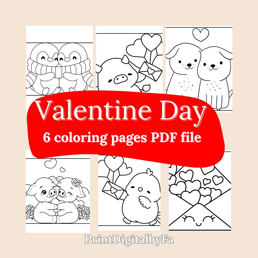 Valentine's Kawaii Cozy Coloring Pages Cute and Easy Printable Cozy ...