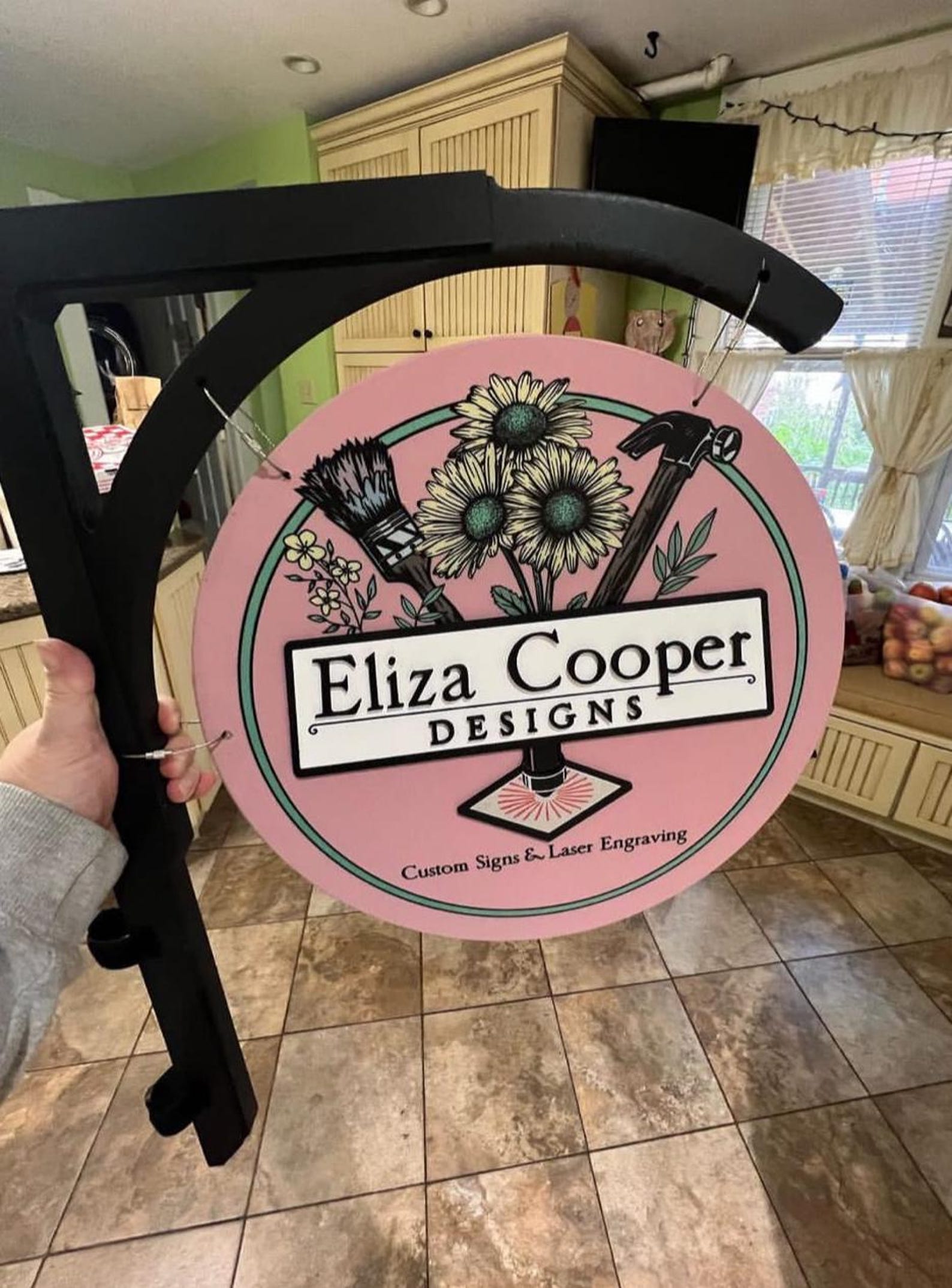 Hanging Tent Sign, Farmers Market, Trade Show, Round Sign, Bracket Sign ...