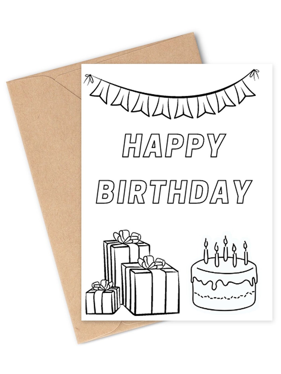 Instant Download Birthday Colourable Card, Digital Download. - Etsy