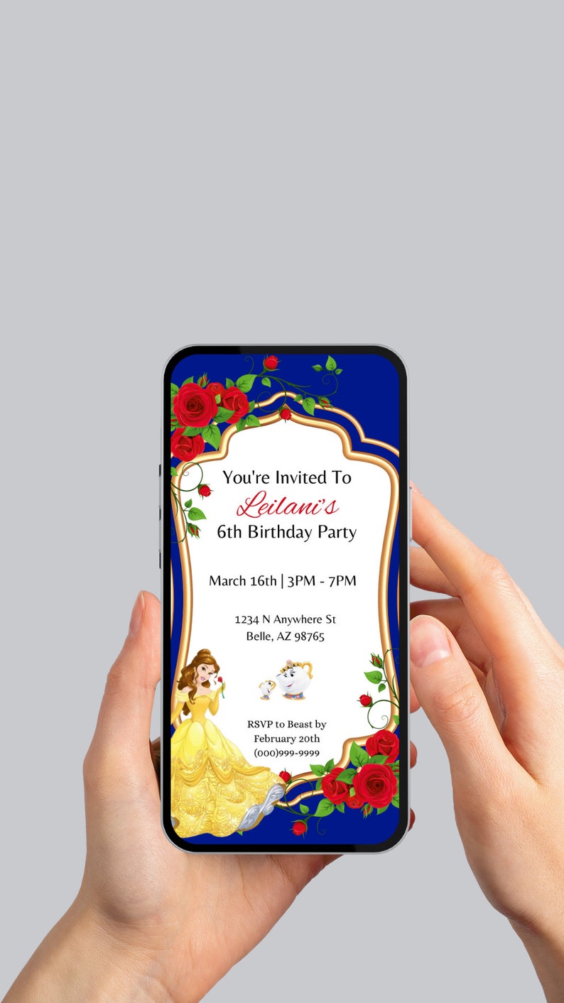 Beauty and the Beast Digital Party Invite - Etsy