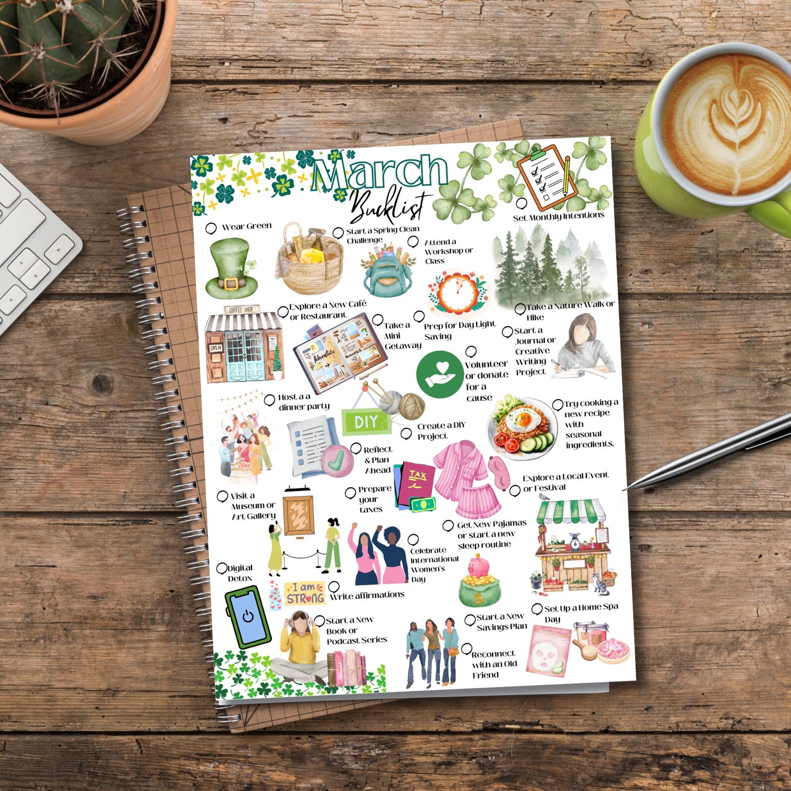 Printable March Checklist March Bucket List Calendar Bucket List ...