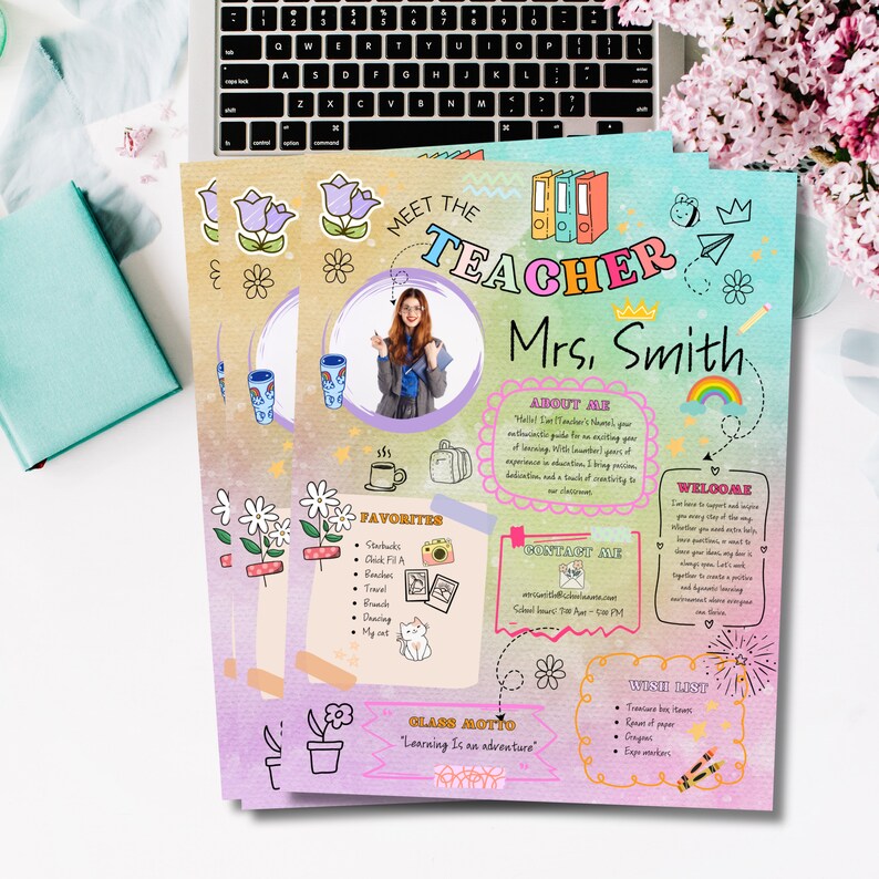 Meet the Teacher, Teacher Template, Back to School Flyer, Teacher ...