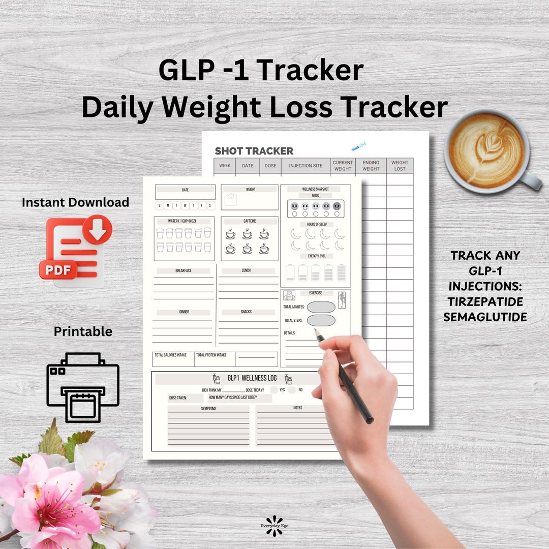 Daily Weight Loss | GLP-1 Injection Tracker | Tirzepatide Weekly Log ...