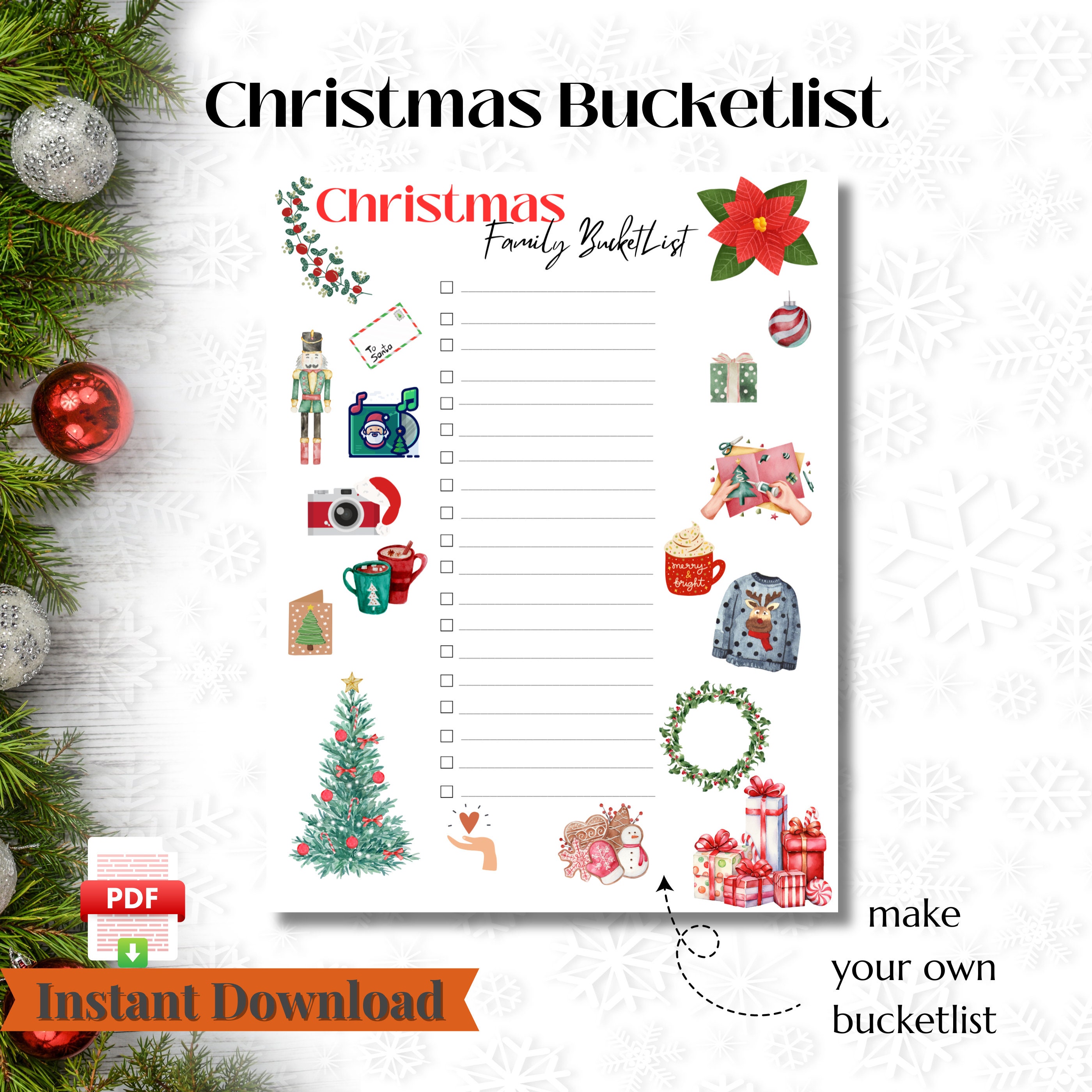 Christmas Bucket List Printable | Christmas to Do List | Winter Bucket ...