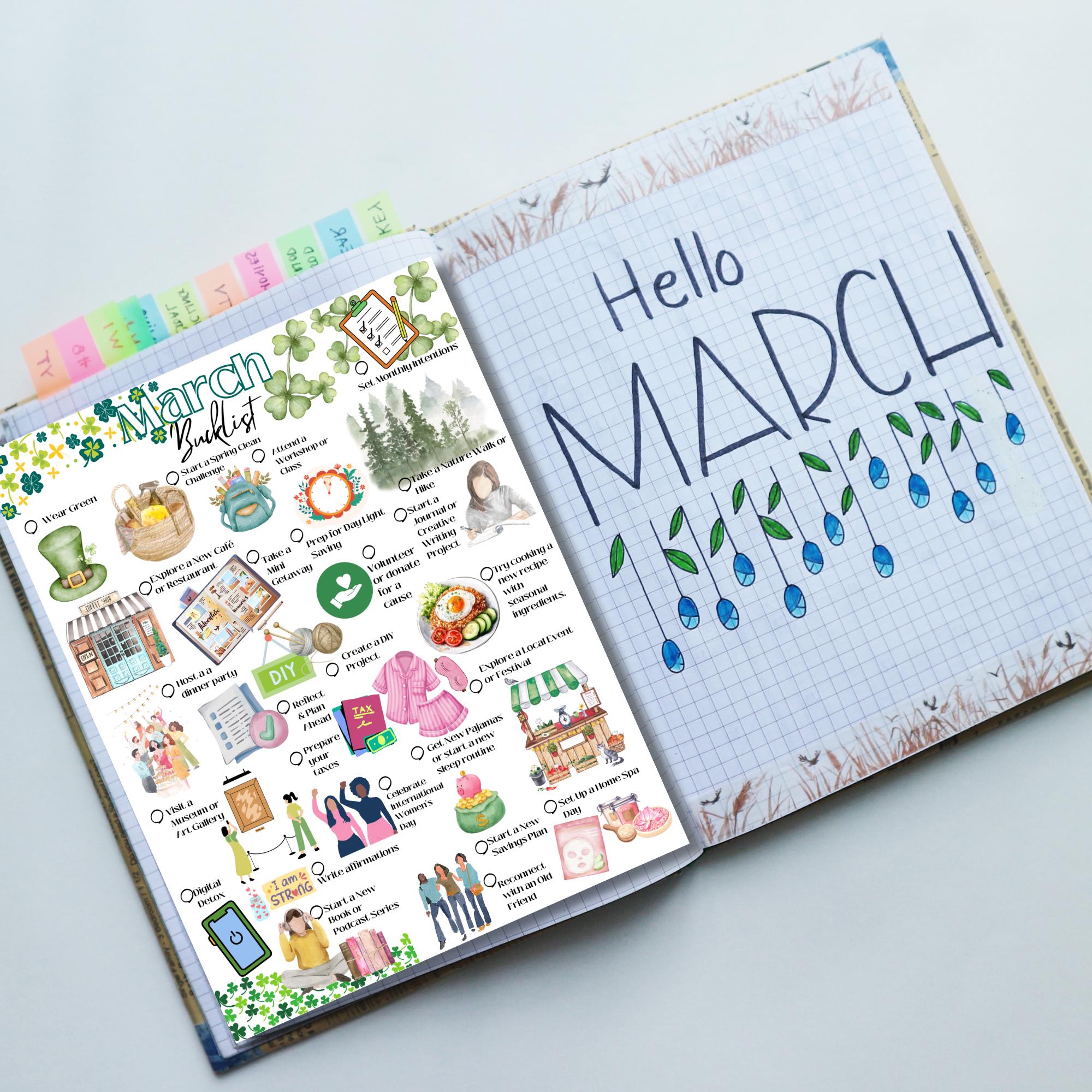 Printable March Checklist | March Bucket List | Calendar Bucket List ...