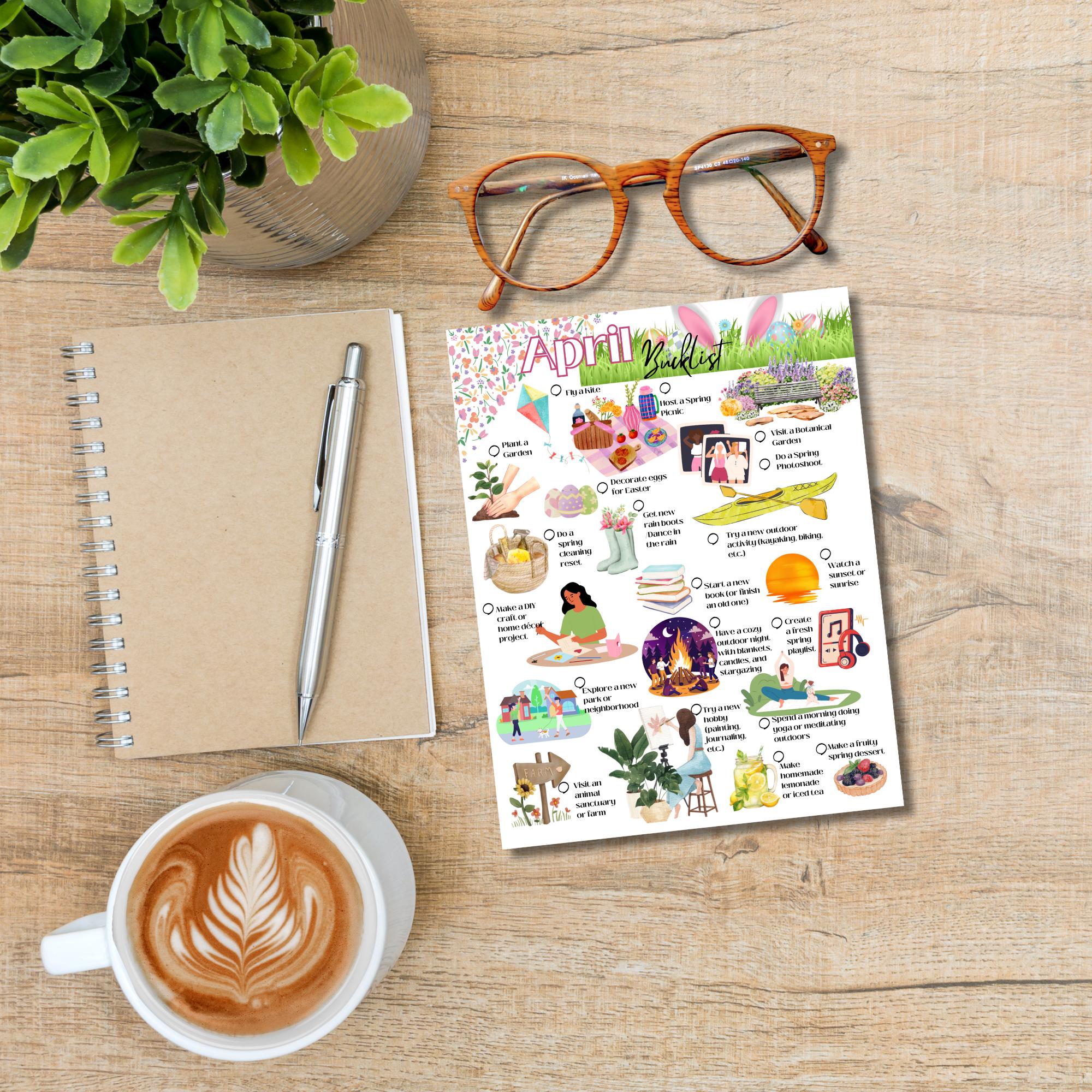 Printable April Checklist | April Bucket List | Calendar Bucket List ...