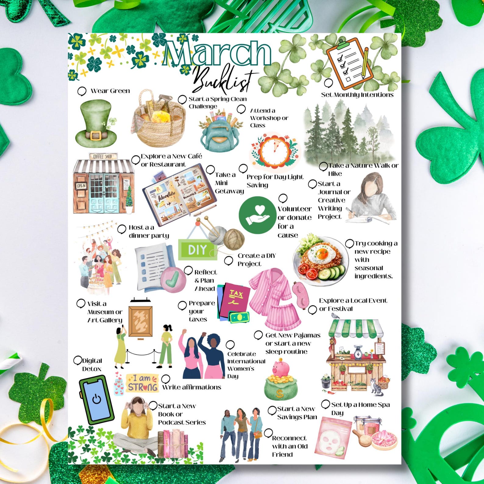 Printable March Checklist March Bucket List Calendar Bucket List ...