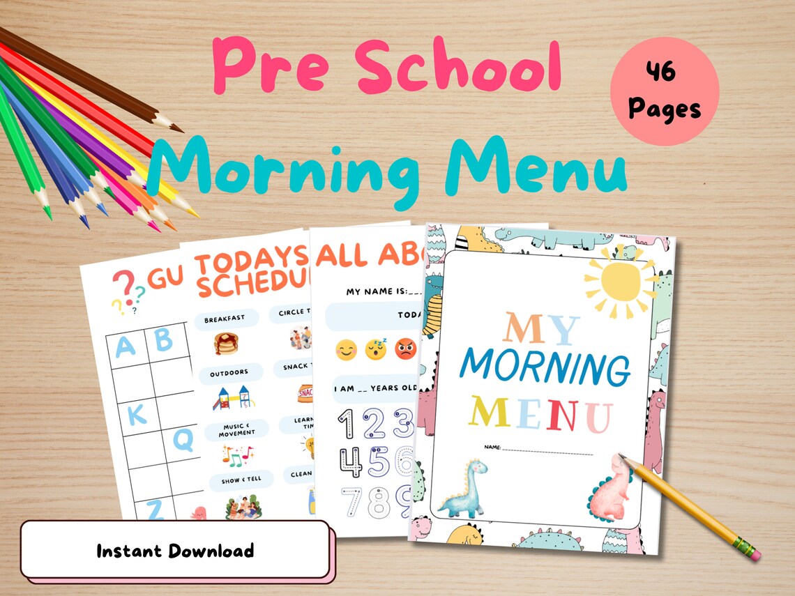 Homeschool Morning Menu | Preschool Worksheets | Morning Menu Printable ...