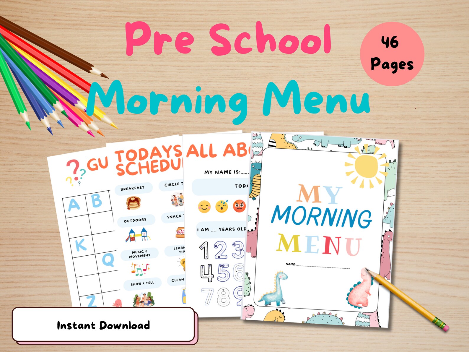 Homeschool Morning Menu | Preschool Worksheets | Morning Menu Printable ...