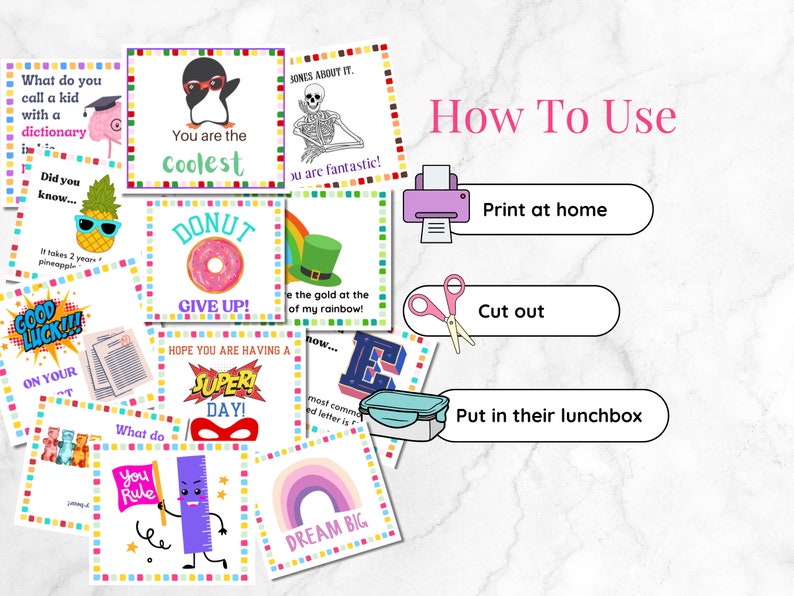 Lunch Notes Motivational Cards for Kids Lunch Box - Etsy