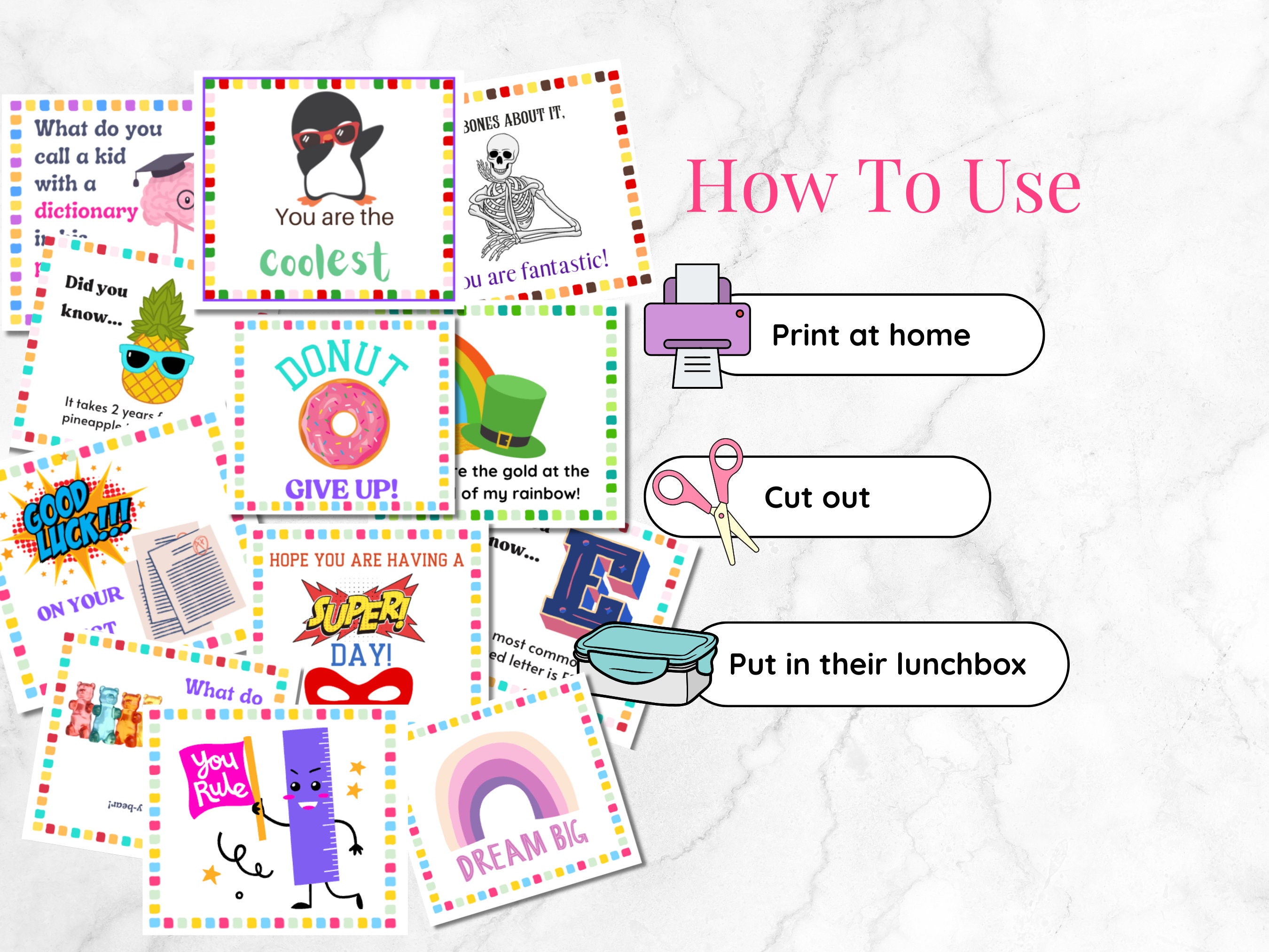 Lunch Notes Motivational Cards for Kids Lunch Box - Etsy