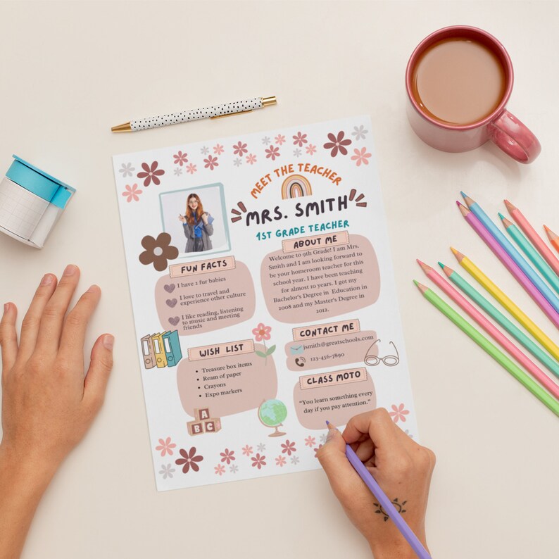 Conozca al maestro, Plantilla del maestro, Folleto de regreso a la ...