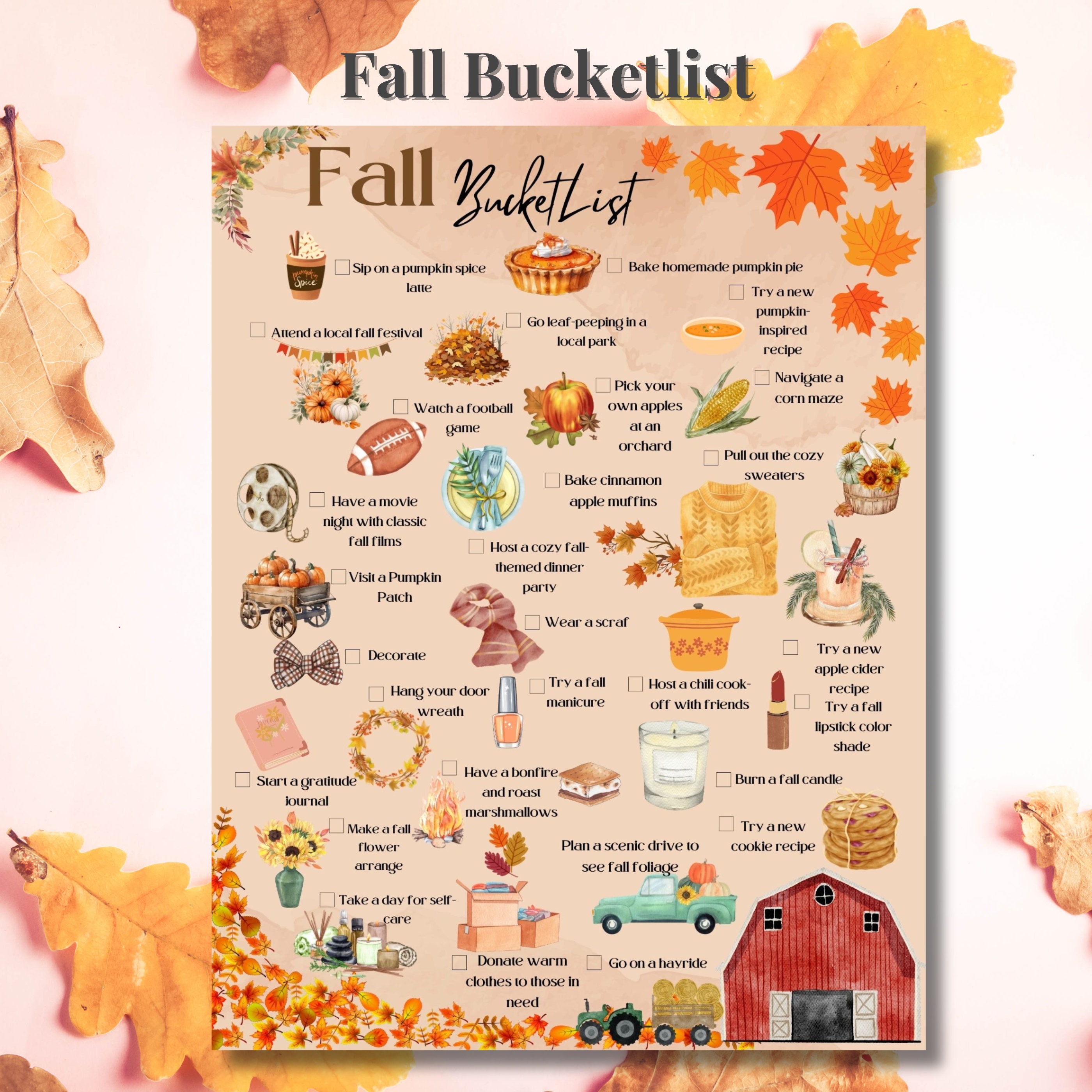 Fall Bucket List Fall Printable Fall Planner Fall to Do List Printable ...