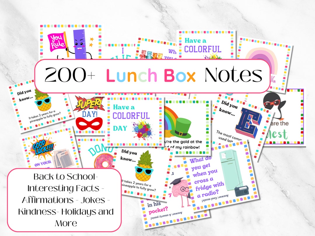 Lunch Notes Motivational Cards for Kids Lunch Box - Etsy