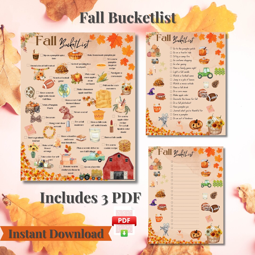 Fall Bucket List | Fall Printable | Fall Planner | Fall to Do List ...