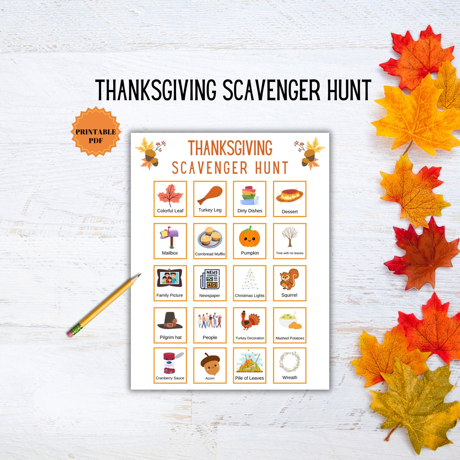Thanksgiving Kids Activity | Thanksgiving Scavenger Hunt Printable for ...
