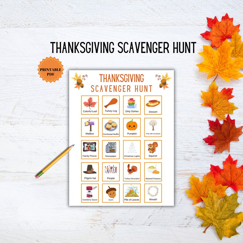 Thanksgiving Kids Activity | Thanksgiving Scavenger Hunt Printable for ...