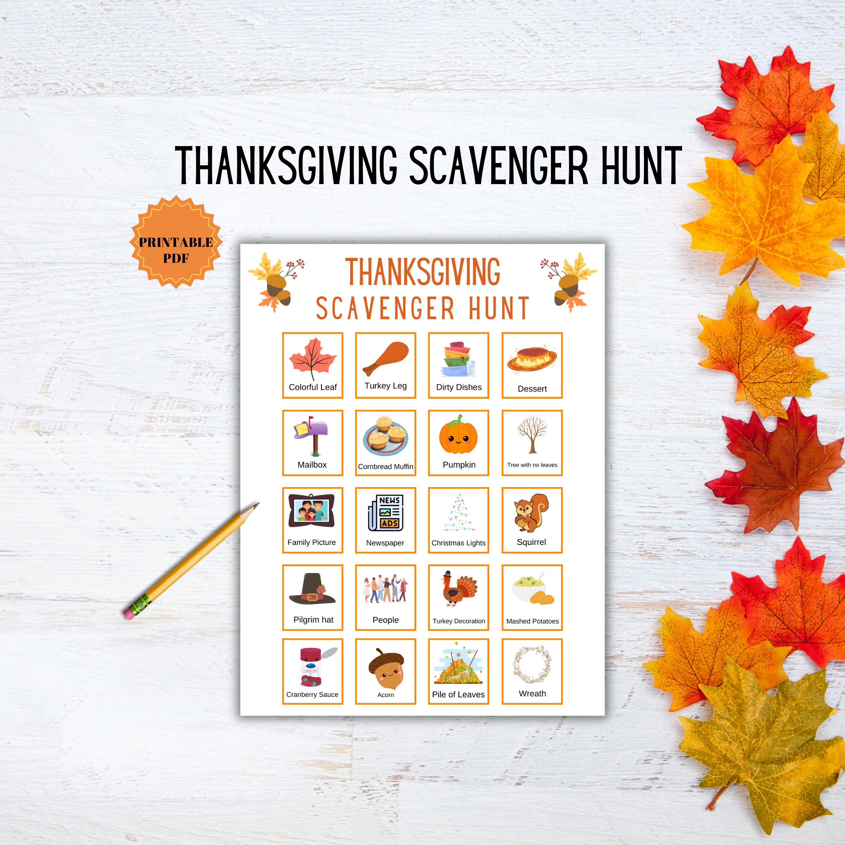 Thanksgiving Kids Activity | Thanksgiving Scavenger Hunt Printable for ...