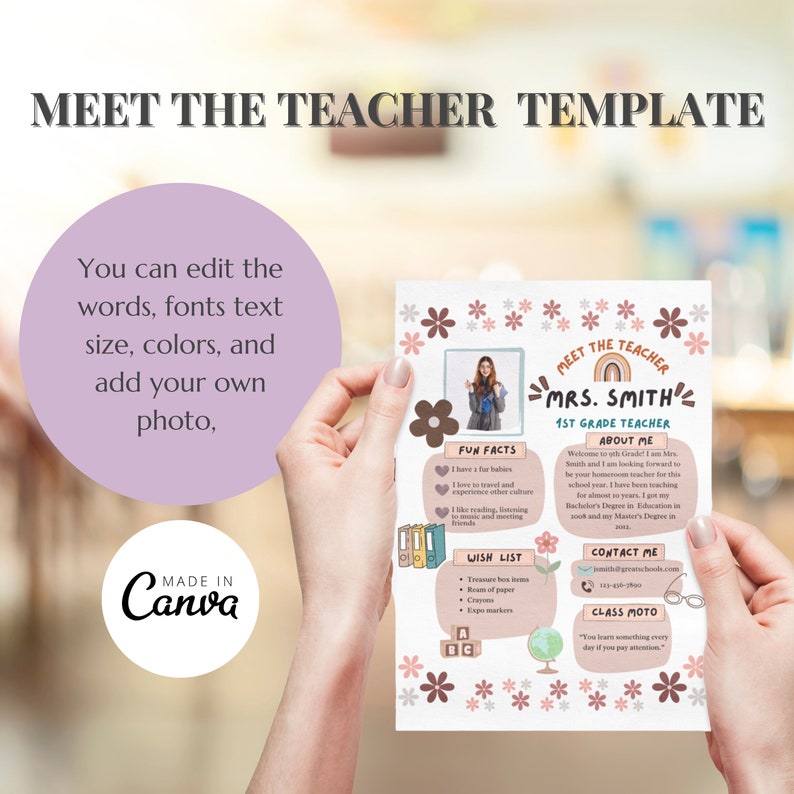 Meet the Teacher, Teacher Template, Back to School Flyer, Teacher ...