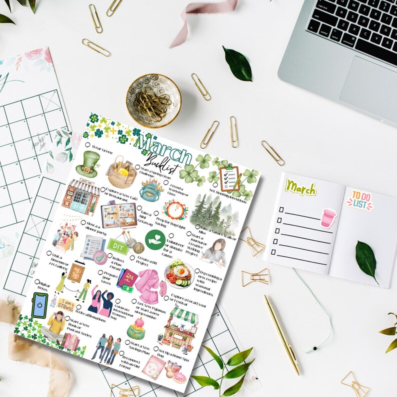 Printable March Checklist March Bucket List Calendar Bucket List ...