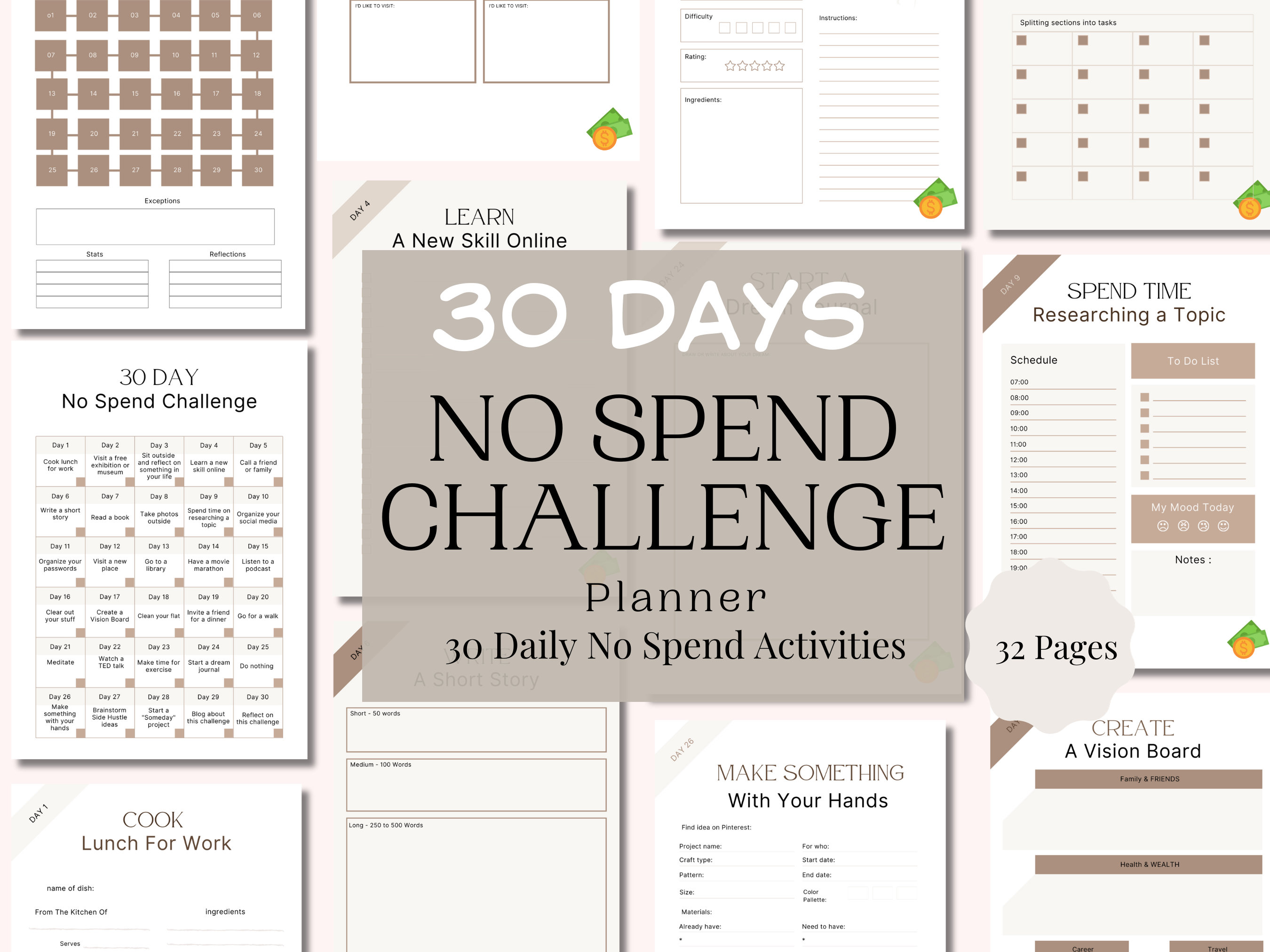 No Spend Calendar Instant Download 30 Day No Spend - Etsy