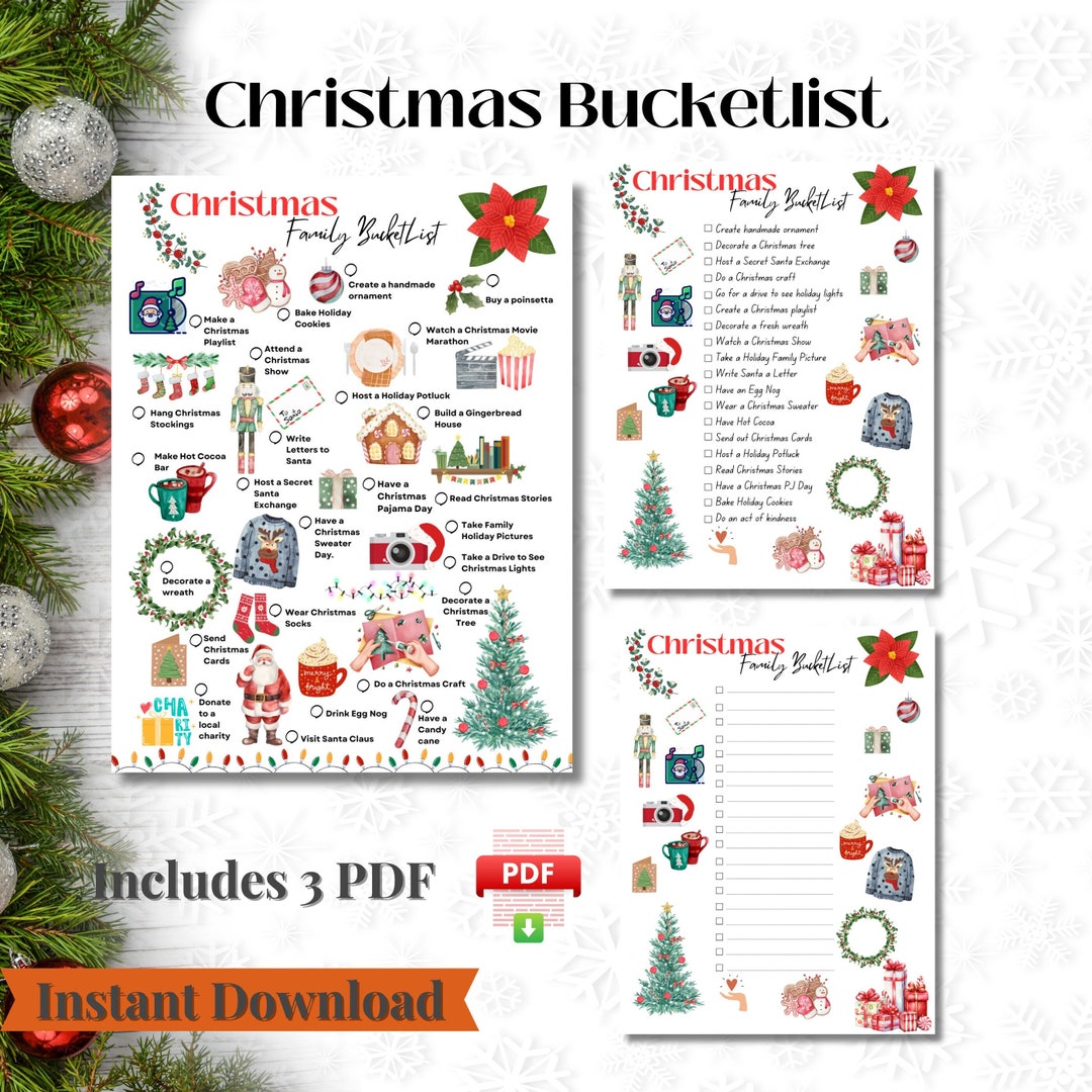 Christmas Bucket List Printable | Christmas to Do List | Winter Bucket ...