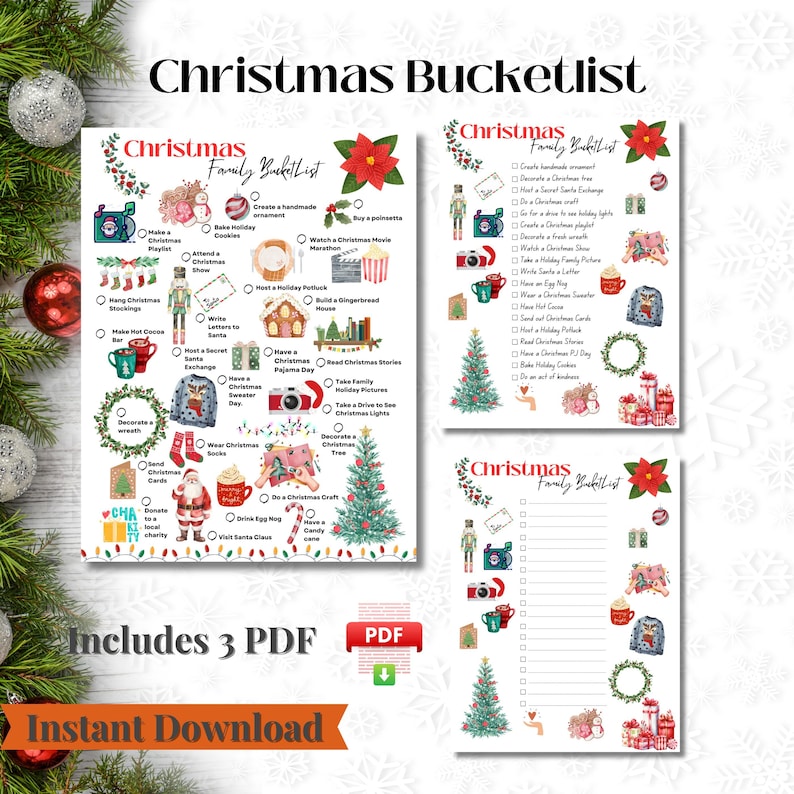 Christmas Bucket List Printable | Christmas to Do List | Winter Bucket ...