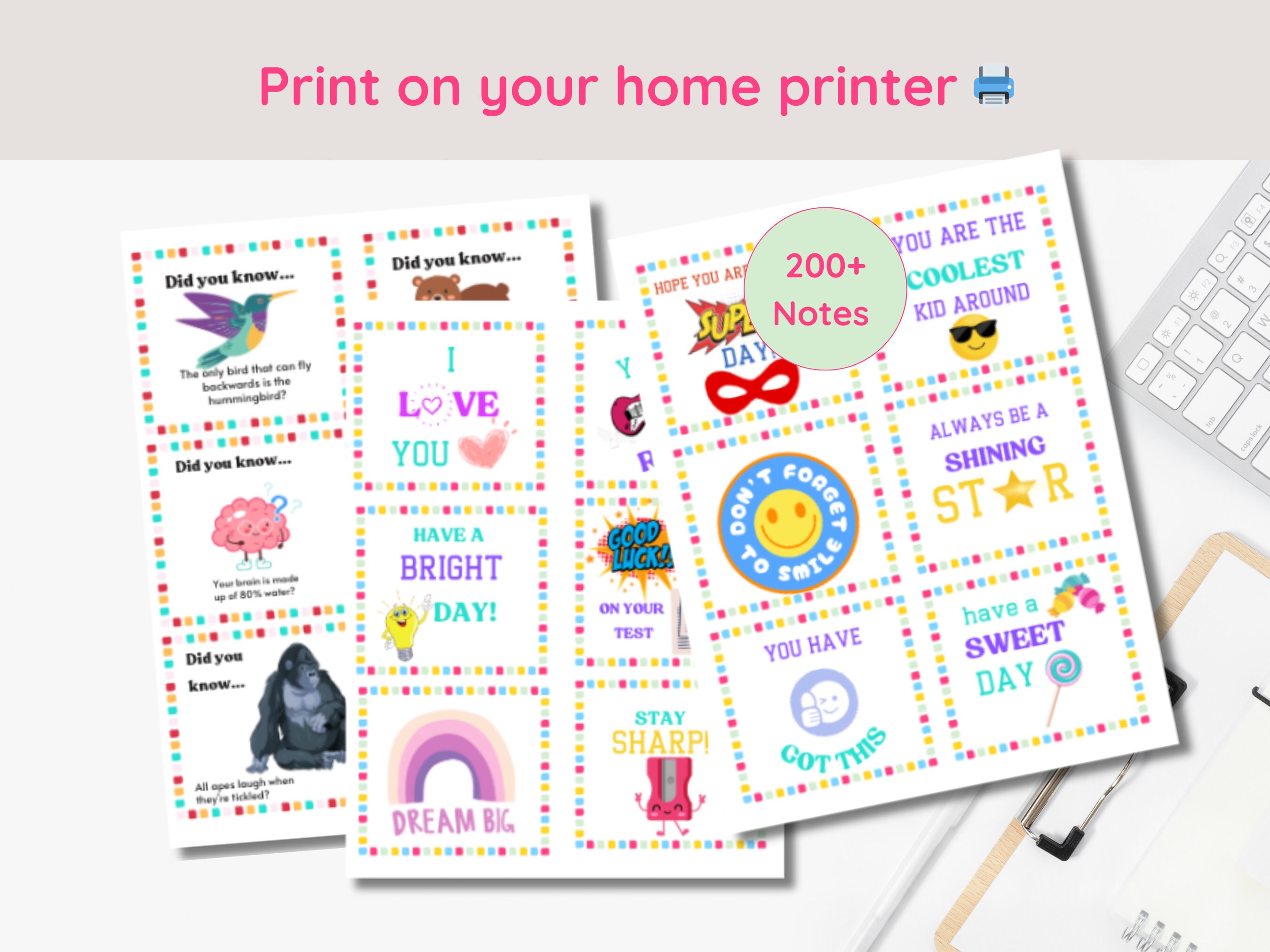 Lunch Notes Encouraging Notes for Kids Personalized Notepad Lunchbox ...
