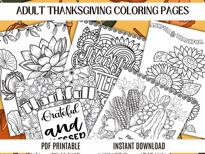 Fall Coloring | Printable Adult Coloring Page | Thanksgiving Coloring ...