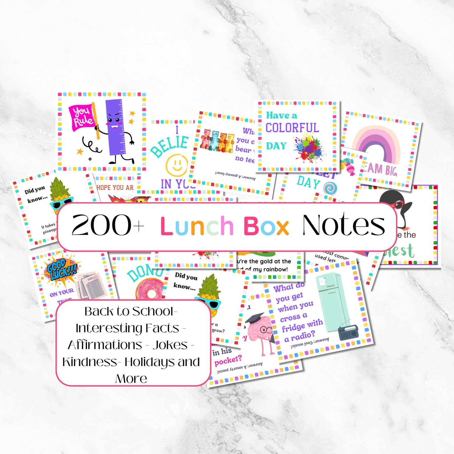 Lunch Notes | Motivational Cards for Kids | Lunch Box | Lunchbox Notes ...