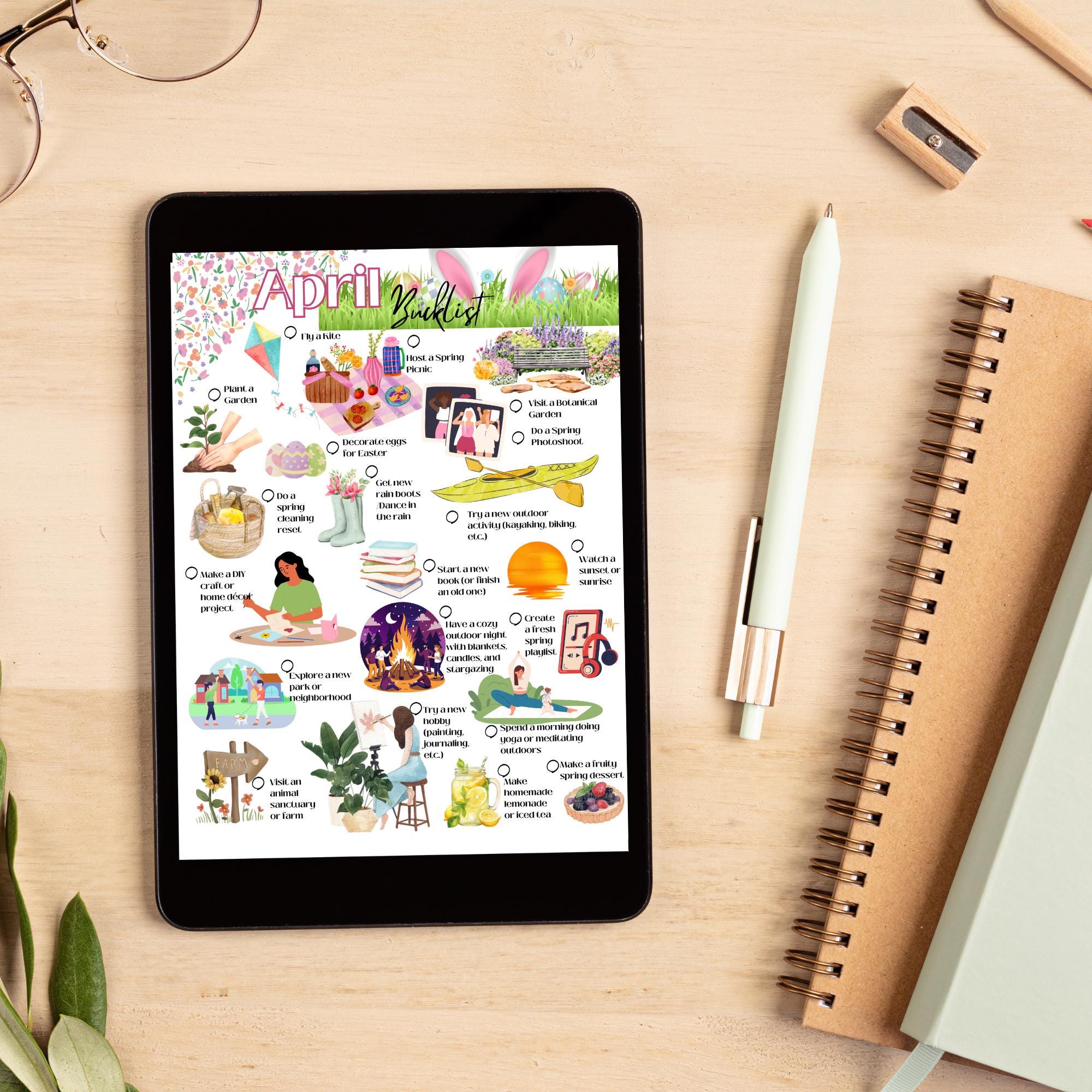 Printable April Checklist | April Bucket List | Calendar Bucket List ...