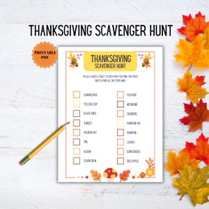 Thanksgiving Kids Activity | Thanksgiving Scavenger Hunt Printable for ...