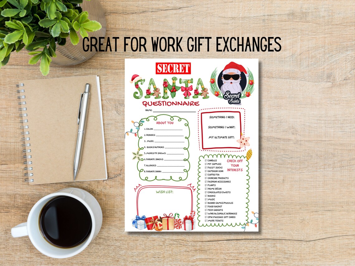 Secret Santa Questionnaire | Christmas Party | Work Secret Santa ...