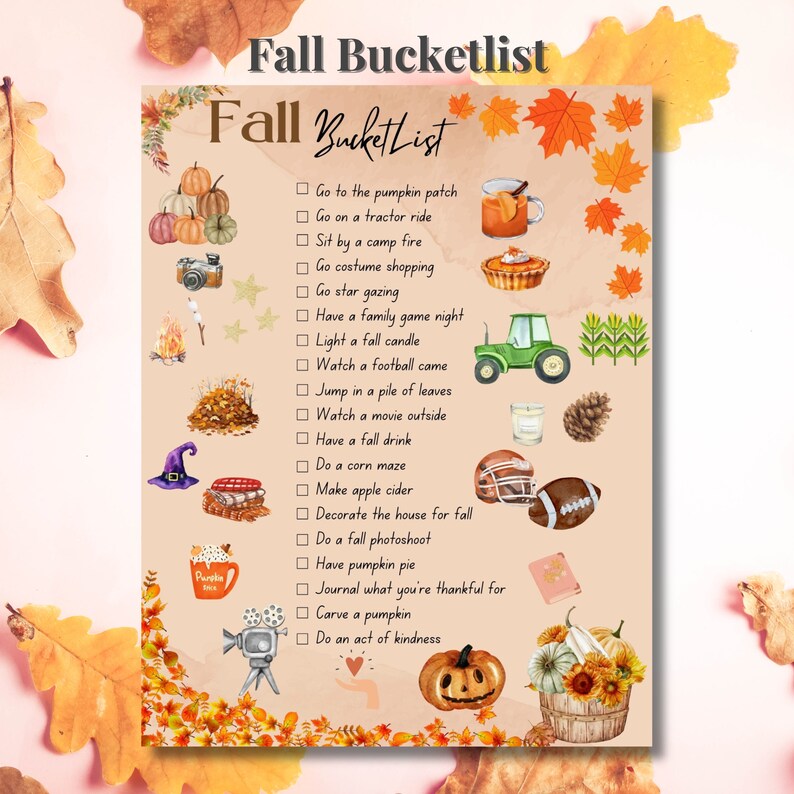 Fall Bucket List Fall Printable Fall Planner Fall to Do List Printable ...