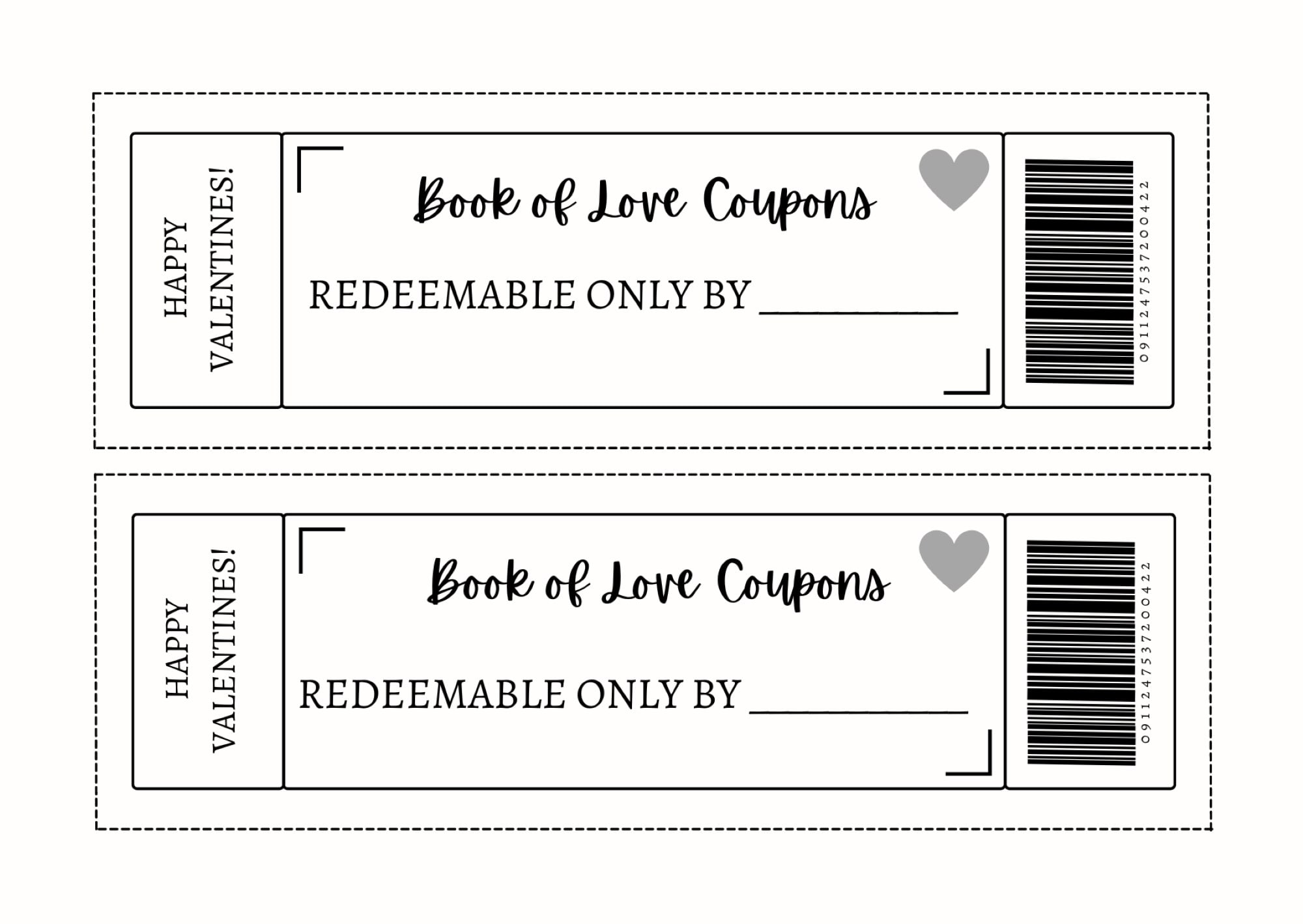 Printable Love Coupons Black And White
