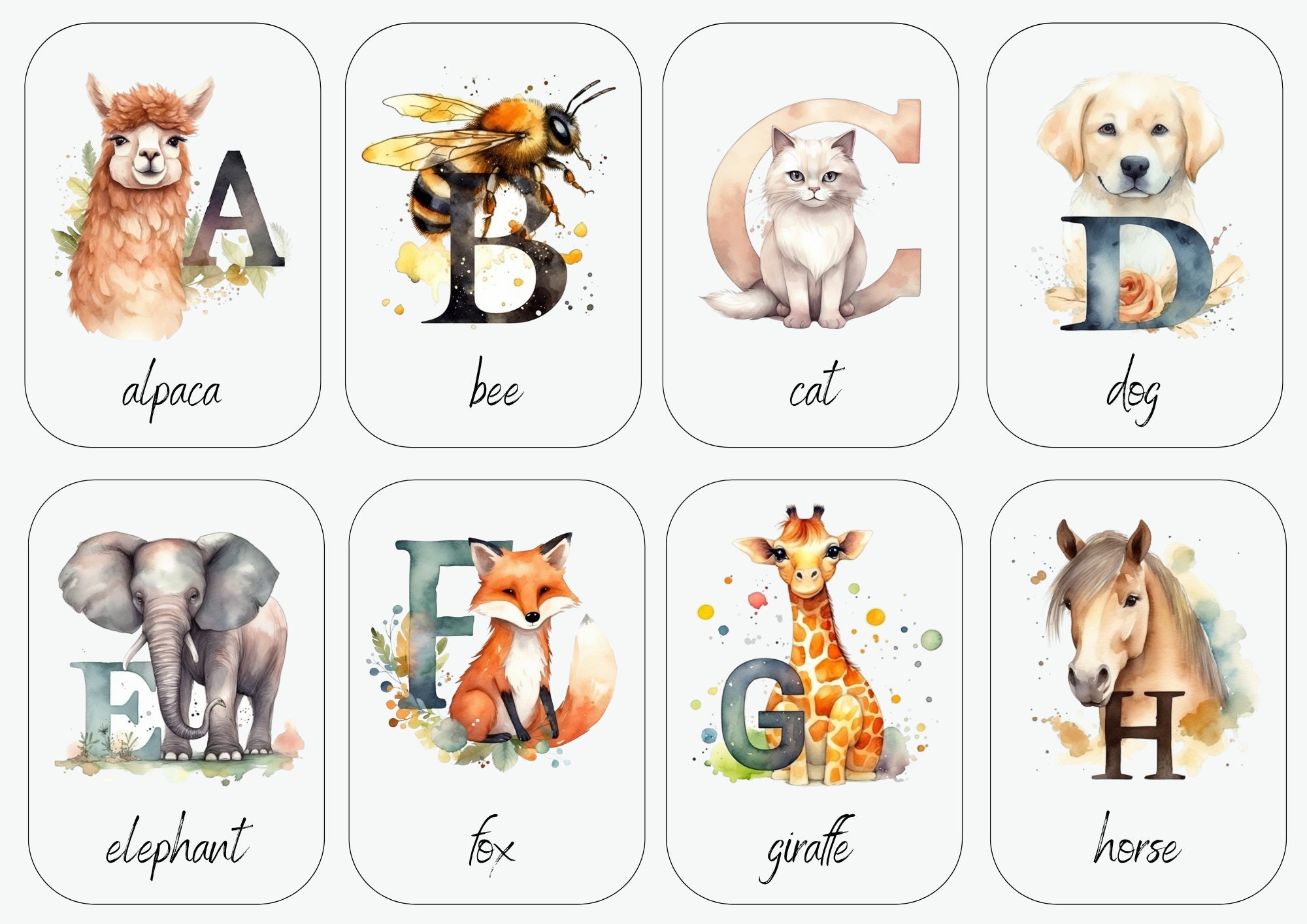 Abc Flashcards / Abc and Animal / Flashcards for Kids / Abc Flashcards ...