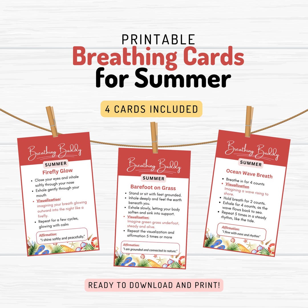 Mindful Summer Breathing Cards– Each Paired With a Soothing Affirmation ...