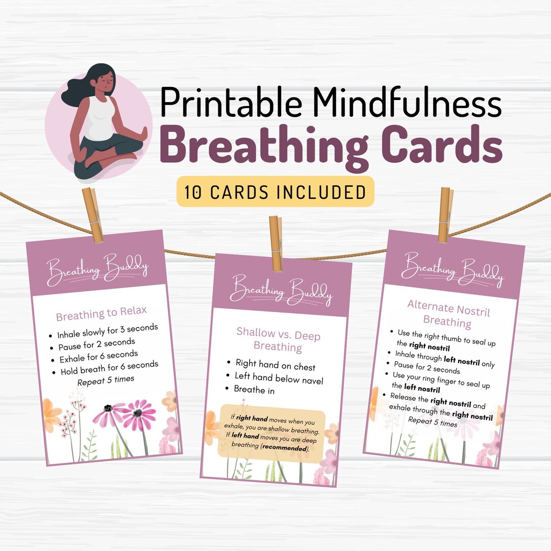 Breathing Cards, Mindfulness Cards, Meditation Cards, Anxiety Relief ...