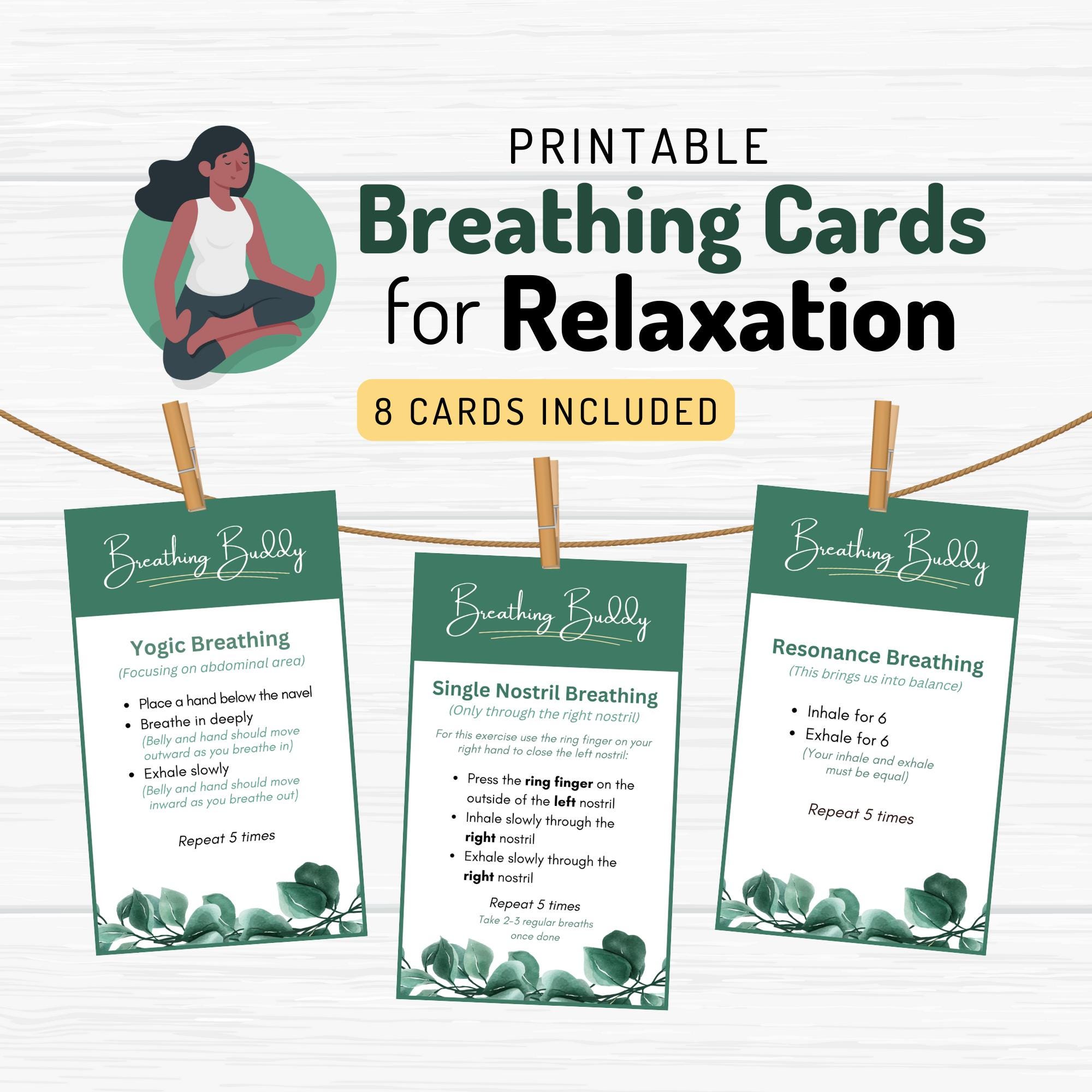 Meditation Cards, Breathing Cards, Mindfulness Cards, Anxiety Relief ...