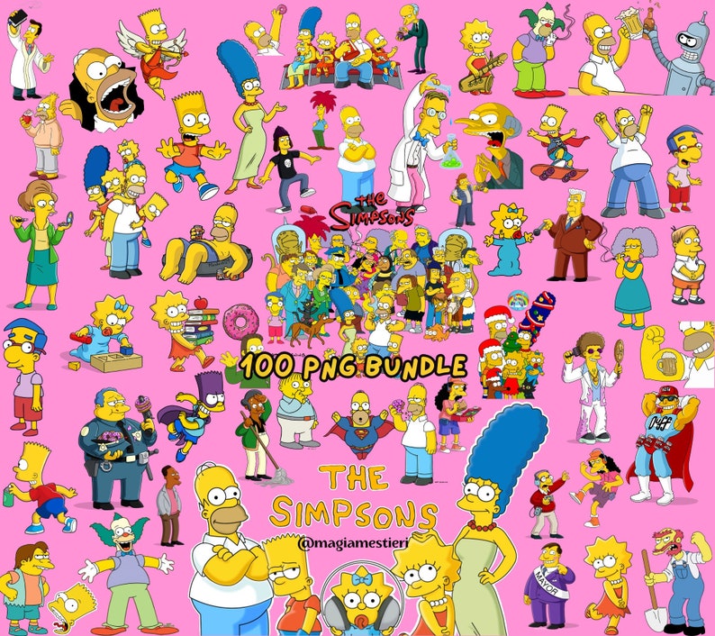 Simpsons PNG Bundle, 100 Clipart, Digital Trendy PNG, Simpsons SVG ...