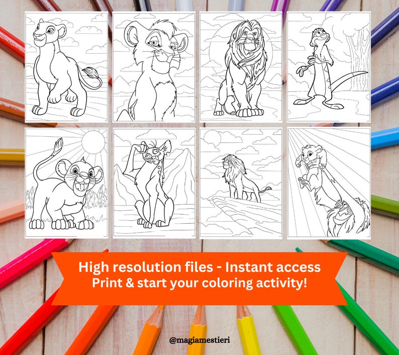 Lion KING 30 Coloring Sheets, Digital Coloring Pages, Printable ...