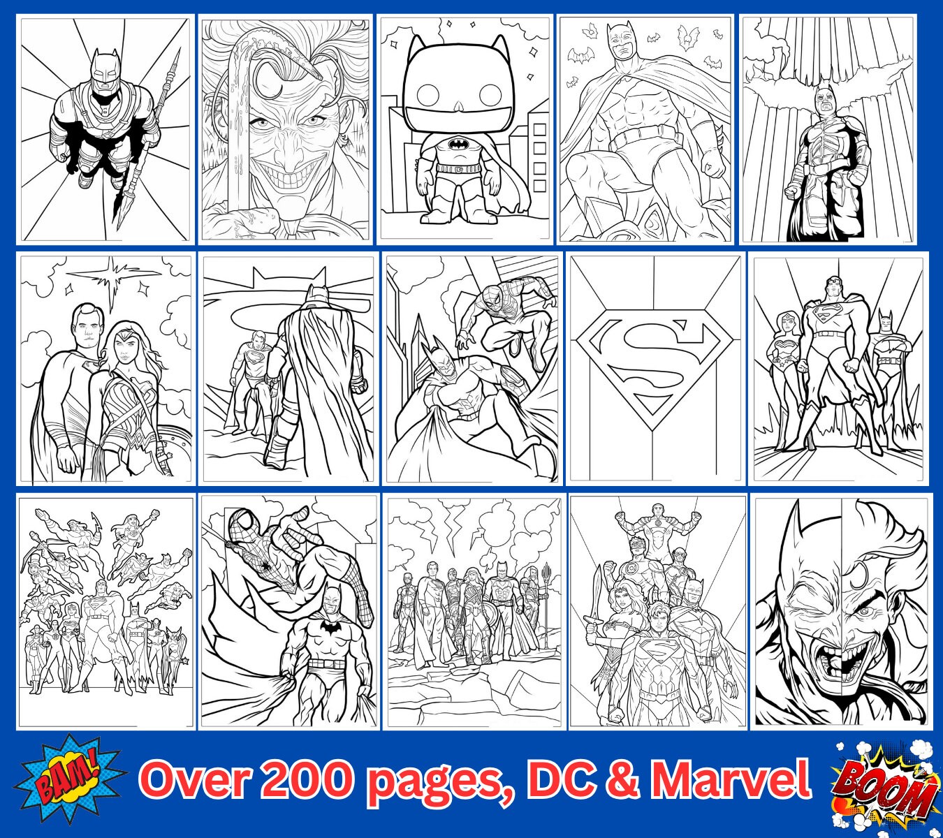 200 Superheroes Coloring Pages, Heroes Coloring Sheets, Fun Activity ...