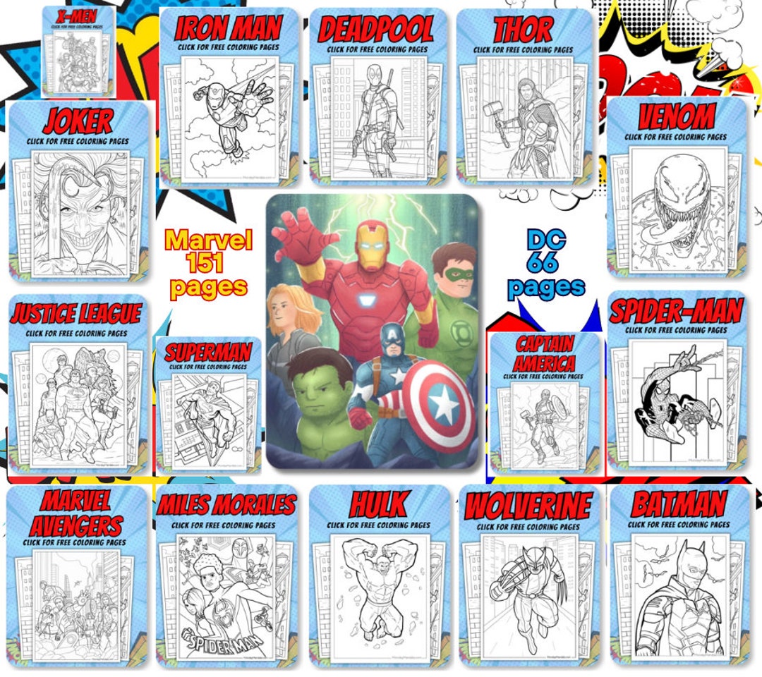 200 Superheroes Coloring Pages, Heroes Coloring Sheets, Fun Activity ...