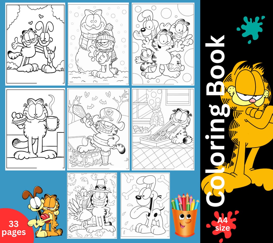 Garfield Coloring Pages, 33 Sheets, Coloring Book, Printable Art ...