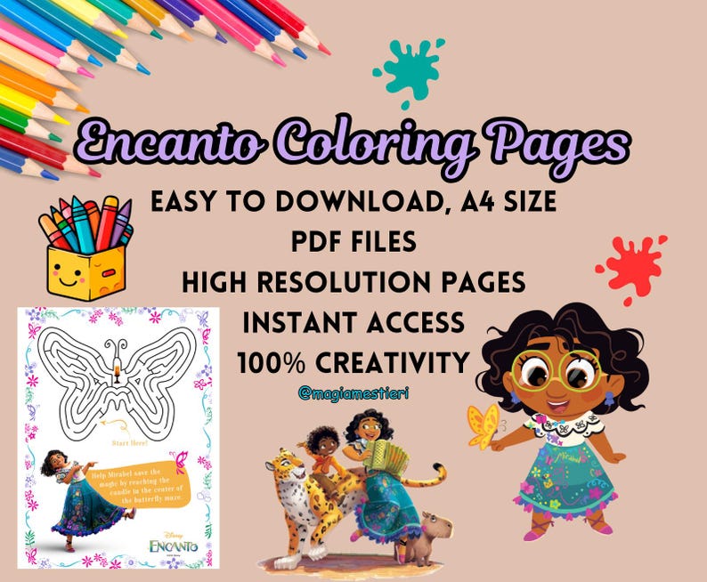 Encanto Coloring Pages, 35 Sheets, Digital Art, Printable Art, Coloring ...