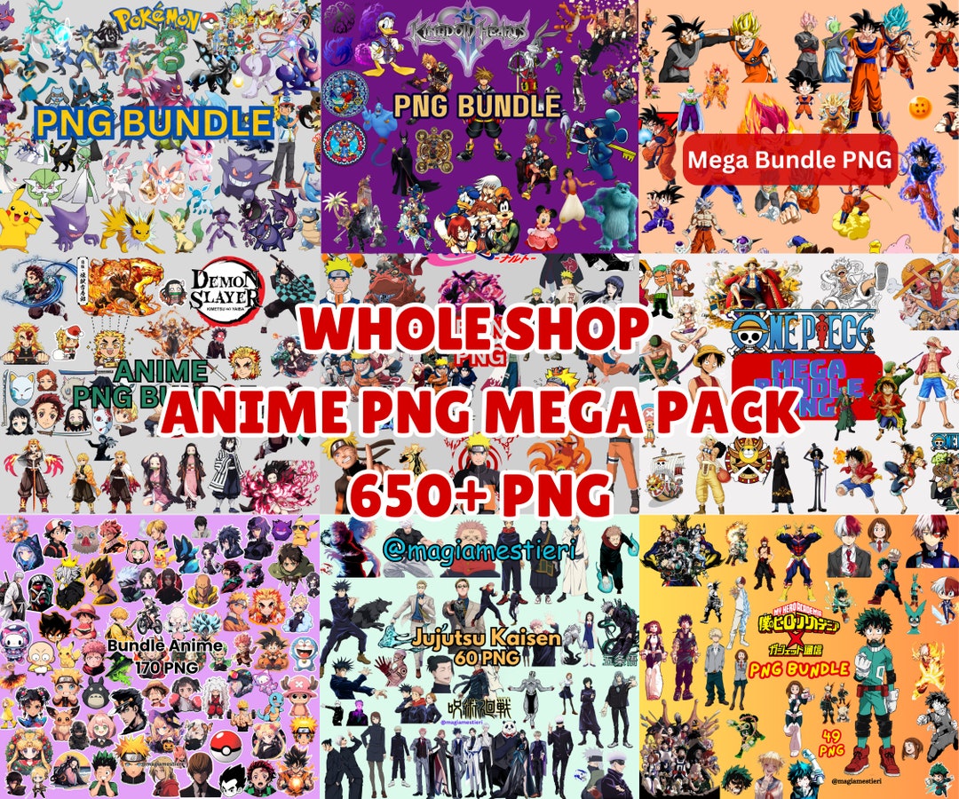 Anime Mega Bundle, 650 PNG Anime, Digital Art, Anime PNG, SVG, Anime ...