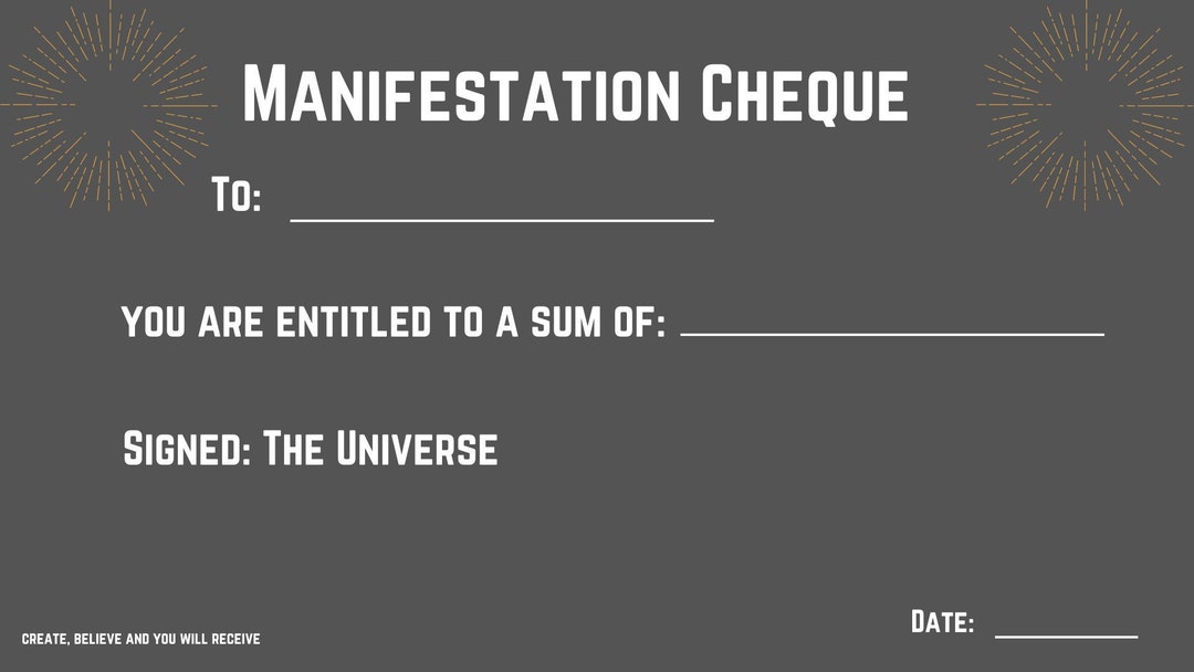 Financial Manifestation Cheque- Printable Digital Download - Etsy