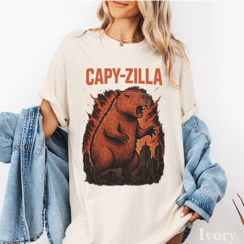 Capyzilla Comfort Colors Tee: Funny Capybara Monster Shirt - Etsy