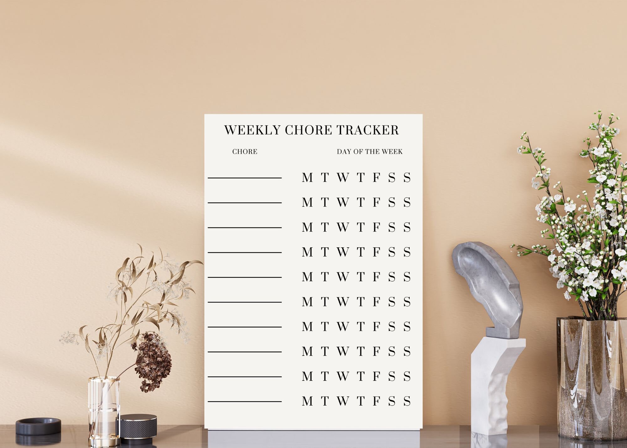 Weekly Chore Tracker Printable/chore Chart/ Minimalistic Chore Tracker ...