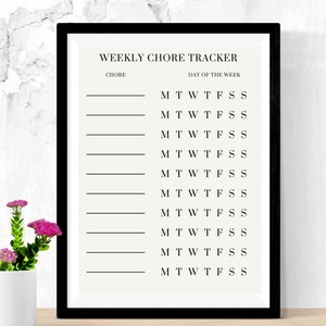 Weekly Chore Tracker Printable/chore Chart/ Minimalistic Chore Tracker ...